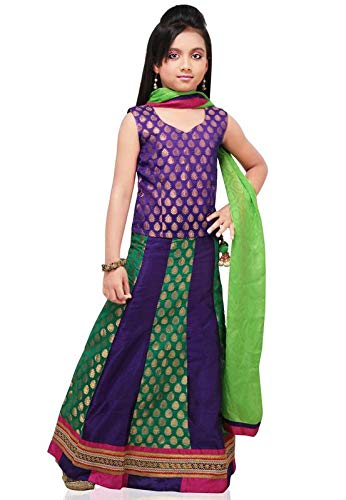 Buy Marwadi Blue Green Lehenga Choli For Kids.(6-7 Years) at Amazon.in