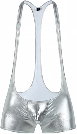 Amazon.com: ADAHOP Mens Leotard Bodysuit Y-Back Shiny Metallic Boxer ...