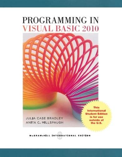 Programming in Visual Basic 2010: Bradley, Anita C. Millspaugh: 9780071326766: Amazon.com: Books