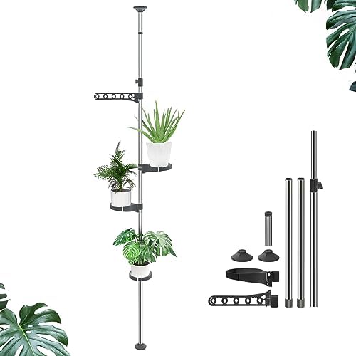 Amazon.com : BAOYOUNI Indoor Window Plant Stand Metal Double Pole ...