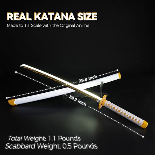 Snapklik.com : Zisu Light Up Demon Slayer Sword - 40-Inch Katana