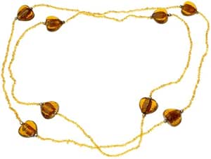 Amazon.com: Nvie Designs Amber Hearts Beaded Long Collar Necklace ...