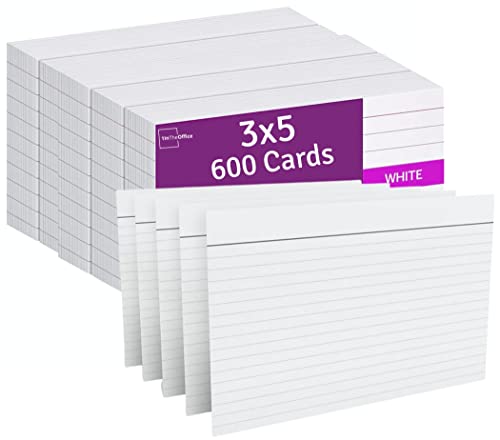 Snapklik.com : 1InTheOffice Index Cards 3x5, Ruled Lined Flashcards ...