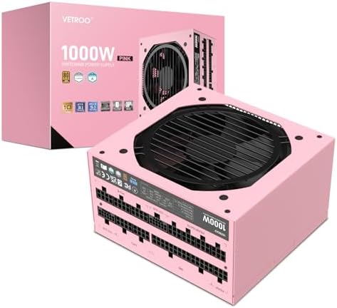 Amazon.com: Vetroo 1000W Pink Power Supply ATX 3.1 Ready Dual PCIe 5.1 ...