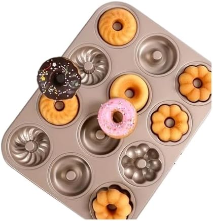 Donut Baking Pan Doughnut Bakeware and Bagel Mold Nonstick 12-Well ...