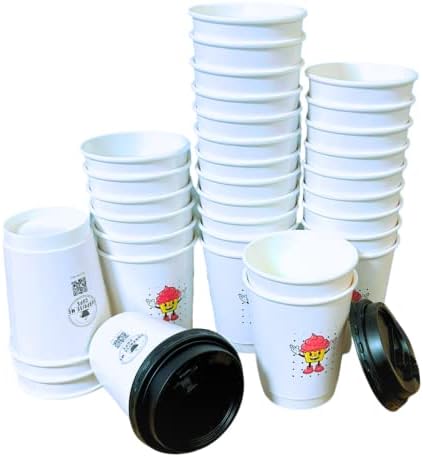 Surprise me cups - 50 Pack 12oz Disposable Coffee Cups With Lids ...