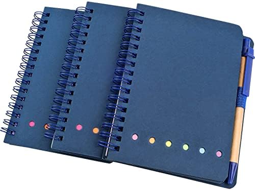 Aila A6 Notebook, 3 Pack Lined Notebook Wirebound Notebook with Pen ...