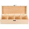 Amazon.com: iplusmile Solid Wood Tea Storage Box with Lid 4-Compartment ...