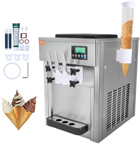 Amazon.com: VEVOR Commercial Ice Cream Machine, 21 QT/H Yield, 1800W 3 ...