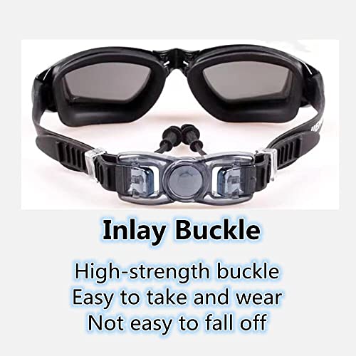 TZMY-EU Swimming Goggles Black Swim Goggles Attached One-piece Ear ...