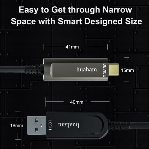 huaham USB A to USB C Fiber Optic Cable 15M /50FT, USB 3.1 Cable 10Gbps ...