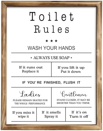 Amazon.com: MODE HOME Farmhouse Toilet Rules Bathroom Wall Art with ...