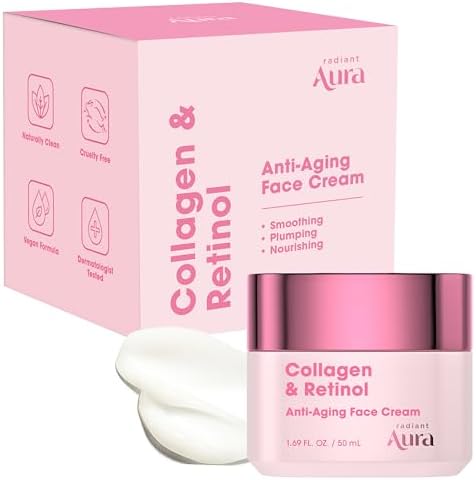 Amazon.com: Radiant Aura Crema facial de colágeno y retinol – Crema ...