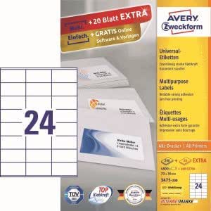 Avery Zweckform Labels 70x36 mm Pack of 5280: Amazon.co.uk: Stationery ...