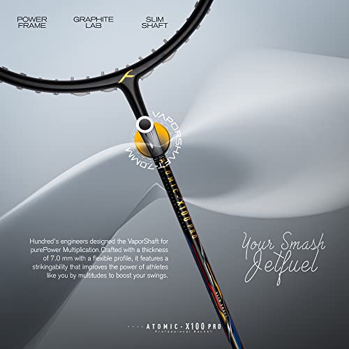 HUNDRED ATOMIC-X100 PRO Carbon Fibre Badminton Racket with Full Racket ...