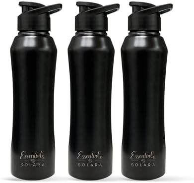 SOLARA Stainless Steel Sipper Water Bottle 1 Litre (Pack of 3), Black ...