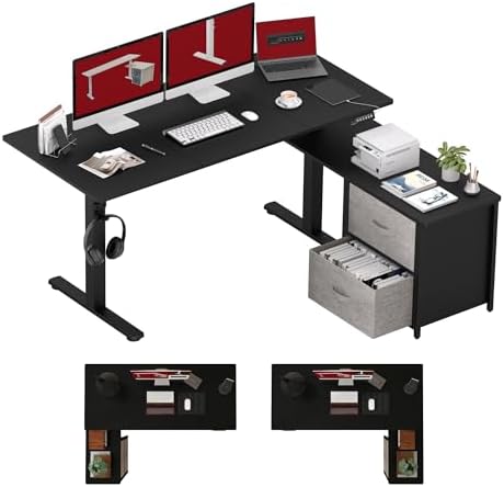 Amazon.com: ModernMate 67" Standing Desk with 2 File Cabinets, AC/USB ...