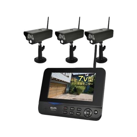 Amazon.co.jp: ELPA ワイヤレス防犯カメラ3台＆モニター【オリジナルセット】 CMS-7110-C71シリーズ : DIY・工具・ガーデン