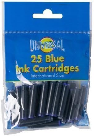25 x Standard Sized Universal Blue Fountain Pen Ink Cartridge Refills ...