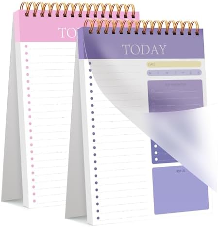 MOSKESON 2 Pack To Do List Notebook - Undated Daily Planner Notepad 52 ...