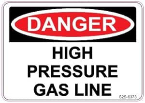 Amazon.com: Danger High Pressure Gas Line OSHA safety sticker, 7" x 5 ...