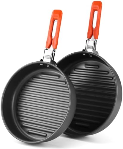 Odoland Camping Frying Pans 2pcs Set, Lightweight Camping Pan with ...