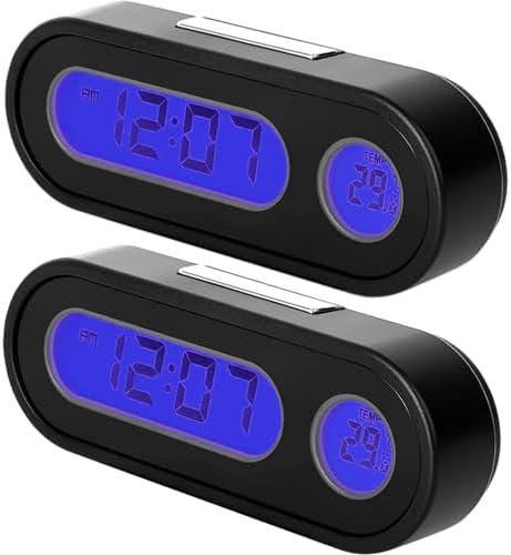 Amazon.com: Car Clocks 2 Pack with Temperature Fahrenheit Blue ...