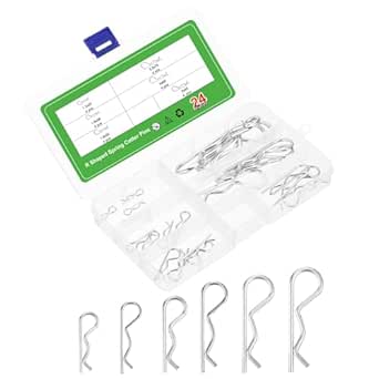 uxcell 24Pcs 6 Sizes Zinc-Plated Carbon Steel R Shaped Spring Cotter ...