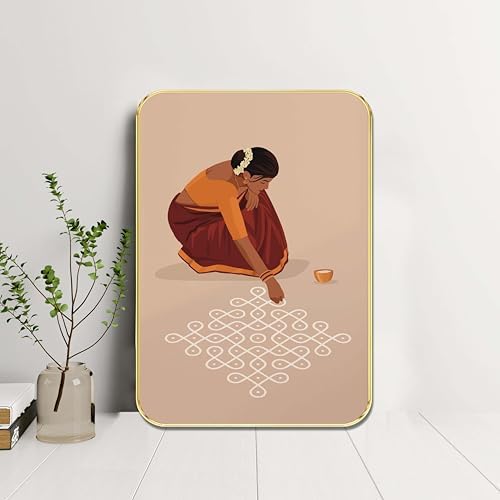 SAF Traditional Kolam Art Wall Frame | South Indian Woman Making ...