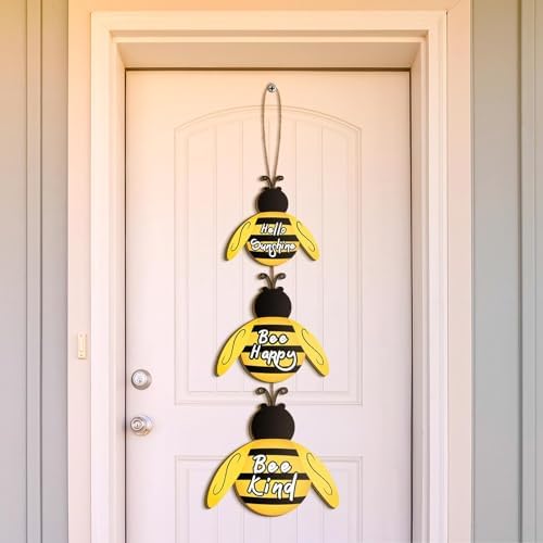 Amazon.com : Panelee Wood Bee Hanging Decoration Bee Kind Happy Wooden ...
