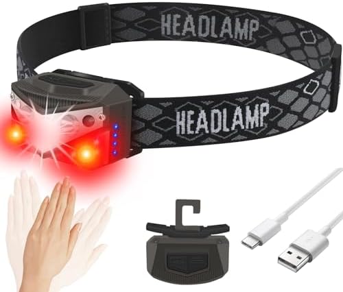 NGOKPYD BR03 Head Torch Red Light Rechargeable with White/Warm Yellow ...