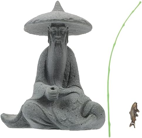 Amazon.com: Zreneyfex 2Pcs Mini Fisherman Sandstone Figurines Sitting ...