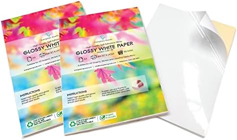 Evergreen Goods 100 Sheets A4 White Glossy Self Adhesive Printable ...