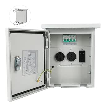 Panel de toma de corriente temporal, receptáculo de RV instalado, precableado, resistente a la ...
