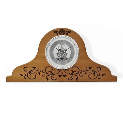Amazon.com: Wooden Mantel Clock - Fireplace Shelf Clock - Skeleton ...