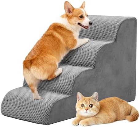 Amazon.com : DUMOS Dog Stairs Ramp for Small Dogs and Cats, 4-Step ...