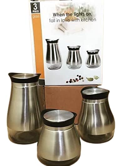 Buy ARANKA Stainless Steel Modern Style Canister Set - Glass Cookie Jar ...