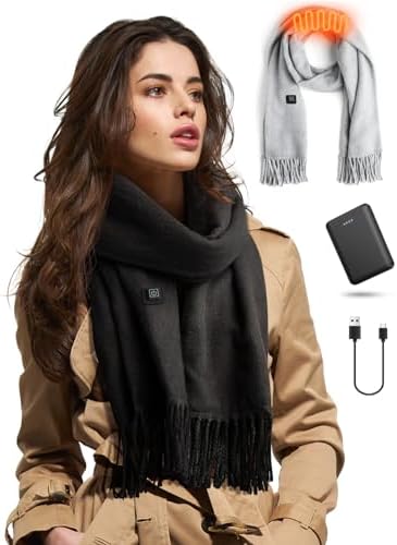Eventek Heated Scarf for Men/Women with 5500mAh Battery, 3 Temperature ...