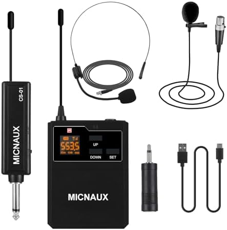 Amazon.com: MICNAUX Wireless Lapel Microphone System with Headset ...