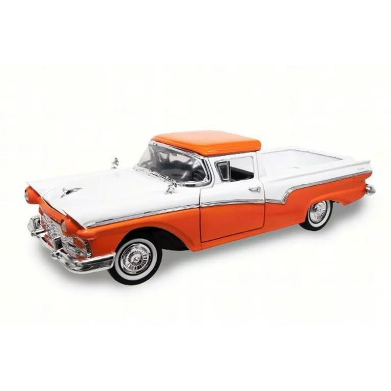 Amazon.com: 1957 Ranchero Pickup Orange and White 1/18 Diecast Model ...