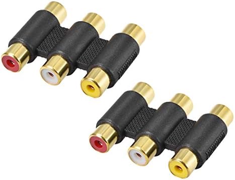 Amazon.com: uxcell Gold Plated 3-RCA Female to Female Jack Coupler Adapter White Red Yellow 2Pcs ...