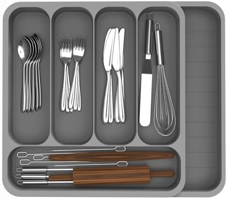 Cutlery Drawer Organiser, Extendable Kitchen Drawer Organiser Storage ...