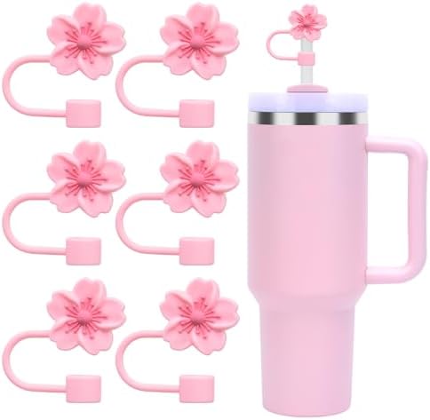 Amazon.com: Raymall 6pcs Cherry Blossom Stanley Straw Cover For Stanley ...