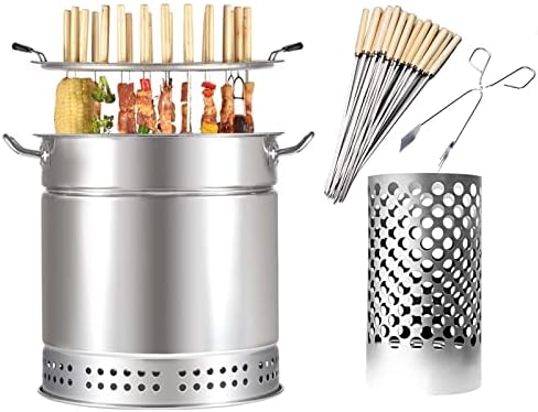 KRCO Smokeless Charcoal Smoker Barrel Grill, Vertical Barbeque Hanging ...