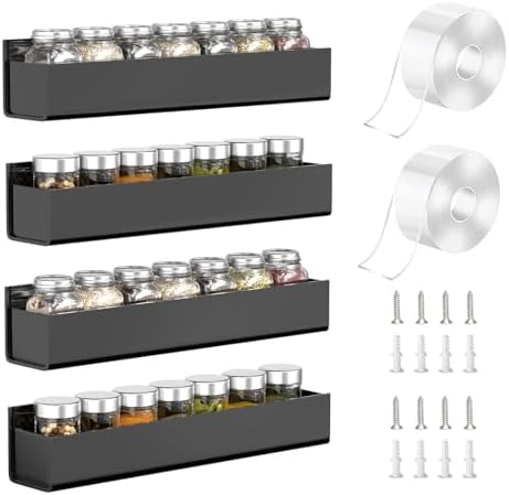 Amazon.com: PMMASTO Adhesive Acrylic Spice Rack Organizer for Wall with ...