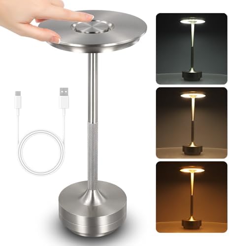 BA-ER Modern Portable Table Lamp, Rechargable Battery, Up to 12 Hours ...