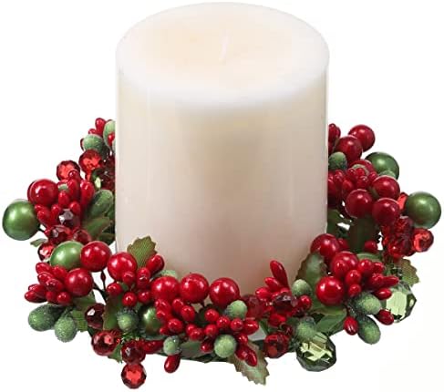 Amazon.com: RIBC 6 Inch Spring Crystal and Pearlized Berry Candle Ring ...