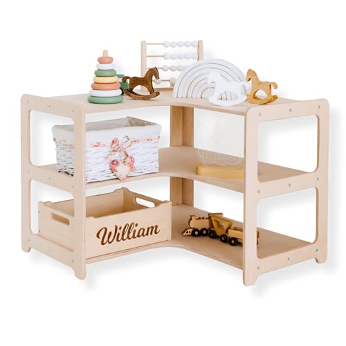 Amazon.com: Montessori Bookshelf + Small Toy Shelf + Corner Toy Shelf ...