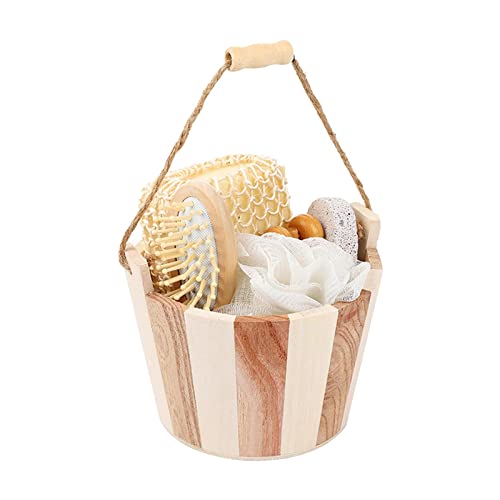 Amazon.com : Portable Bath Brush Set Facial Brush Wooden Bucket Comb ...