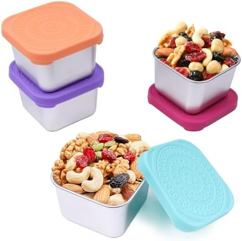Amazon.com: Stainless Steel Snack Containers,Small Metal Food Storage ...